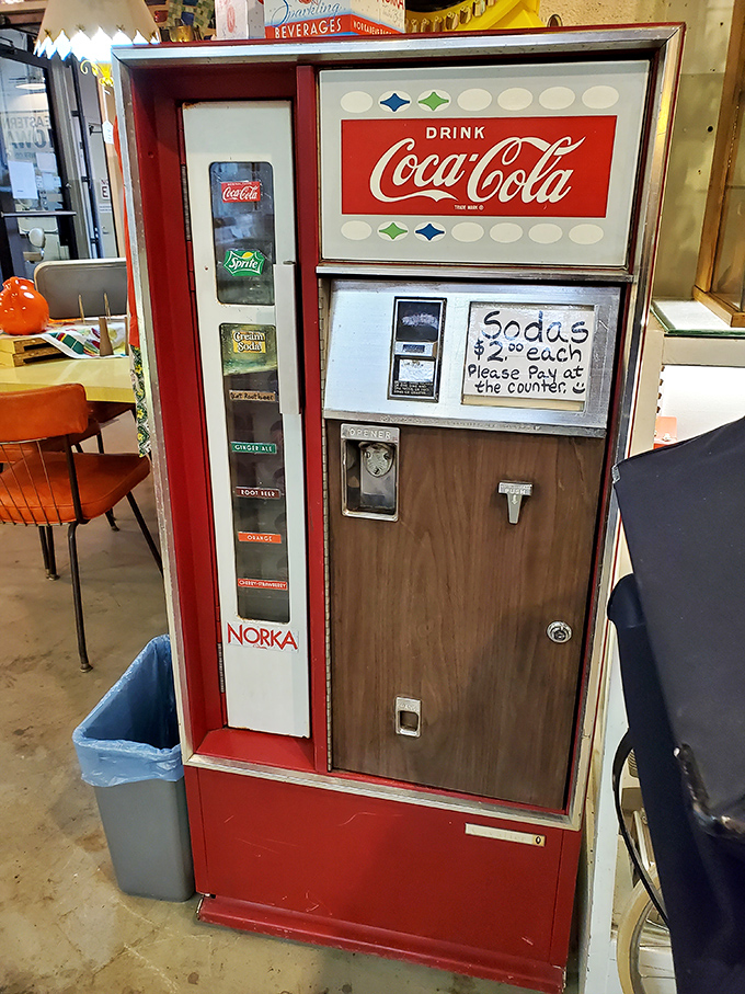 This Coca-Cola vending machine dispensed happiness at 10 cents a bottle. The sound of that cap popping off was summer's official soundtrack.
