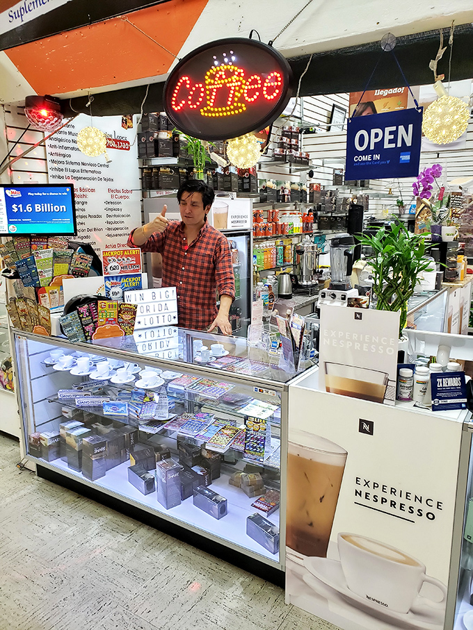 "Feeling lucky?" This vendor offers the chance to turn your spare dollars into dreams, with a side of espresso to fuel your shopping marathon.