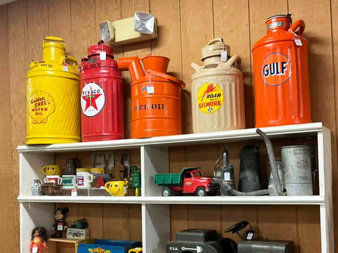 Gas station nostalgia in technicolor&mdash;these vintage oil containers transform industrial products into art through the magic of mid-century design.