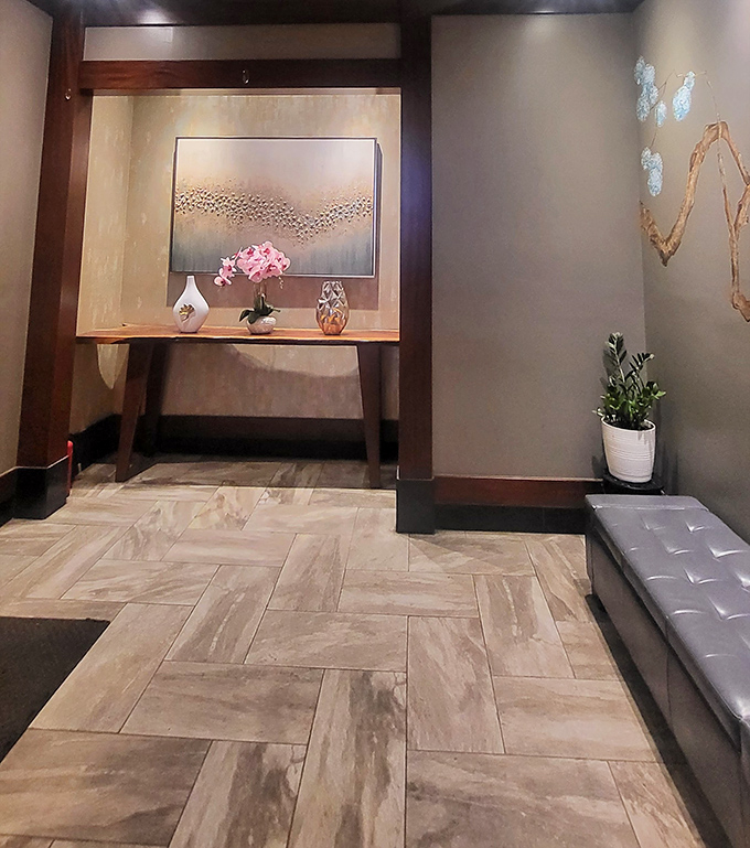 This elegant waiting area proves that anticipation is part of the experience&mdash;like the calm before the delicious storm.