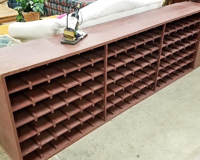 This wine rack isn't just furniture&mdash;it's an invitation to fill each cubby with bottles and stories, creating your own personal vineyard library.