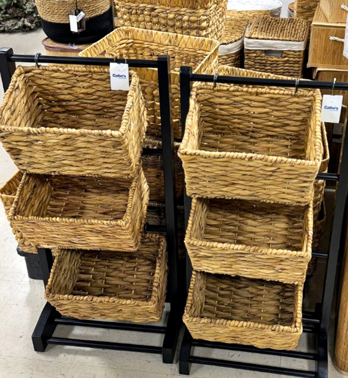 Woven storage baskets that Pinterest users would drive across state lines for &ndash; organization solutions that look expensive but aren't.