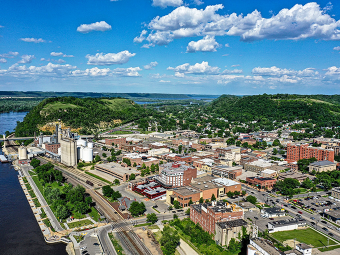 From above, Red Wing reveals its perfect positioning &ndash; nestled between bluffs and river like nature designed this spot specifically for human delight.