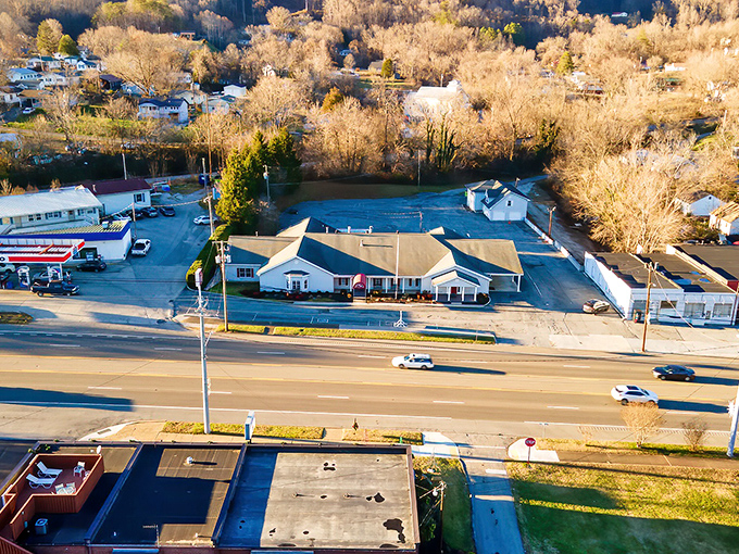 From above, LaFollette reveals its perfect positioning&mdash;nestled between mountains with room to breathe, yet connected to everything it needs.