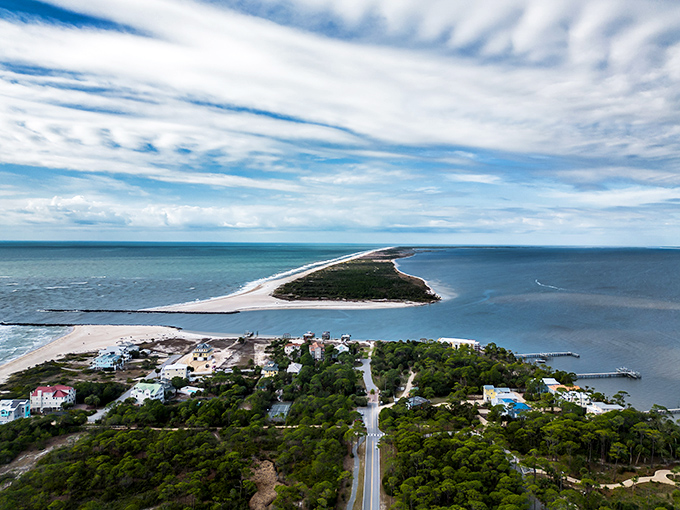 From above, St. George Island reveals its true nature—a slender emerald and ivory jewel set in a sapphire sea.
