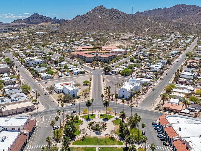 From above, Ajo reveals its perfect symmetry&mdash;a masterclass in town planning that makes you wonder if the designer had an unusually satisfying Etch A Sketch moment.