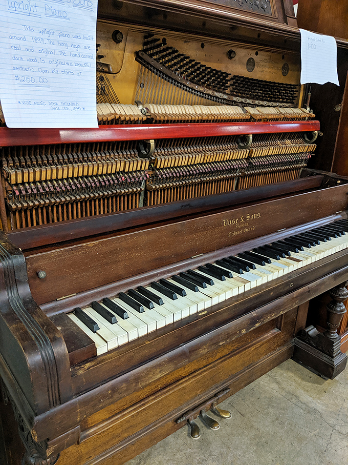 Keys to the past. This vintage upright piano has accompanied countless family sing-alongs and beginner lessons through the decades.