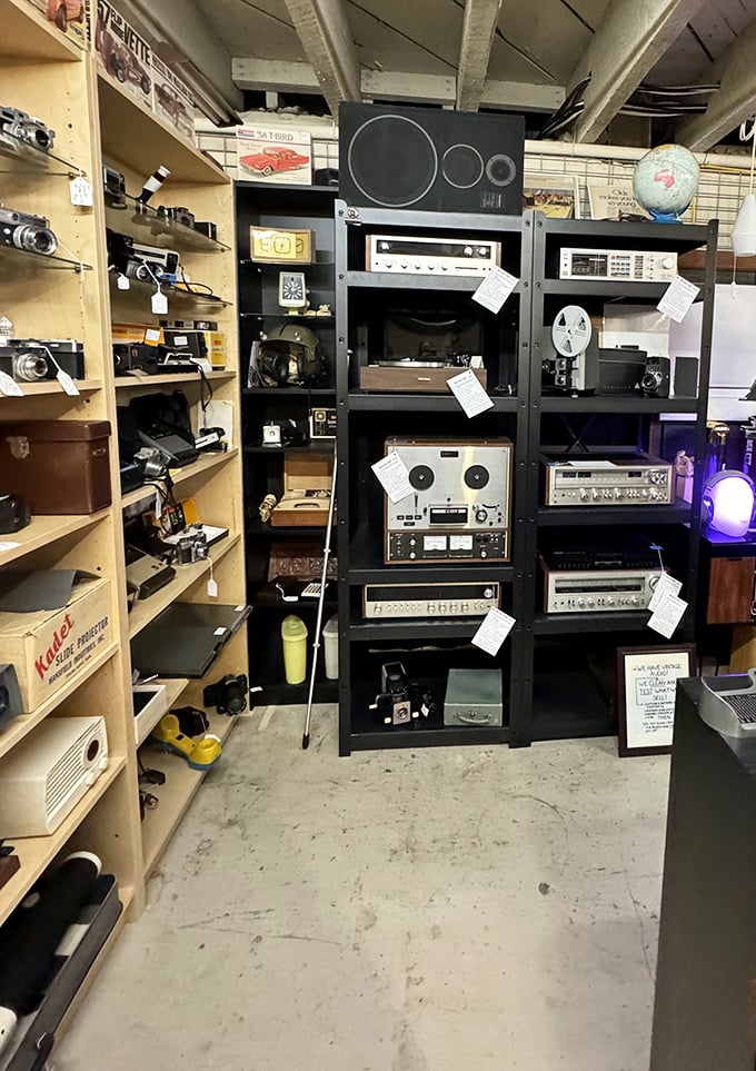 An analog tech museum where every knob, dial, and button required human touch&mdash;no swiping, no algorithms, just the warm hum of tubes and mechanical precision.