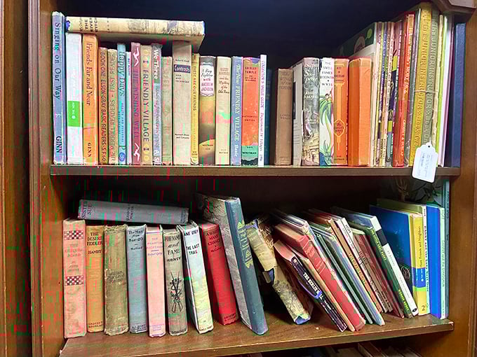 Books with character&mdash;literally and figuratively. These well-loved spines represent adventures waiting to be rediscovered, their pages holding both stories and history. 