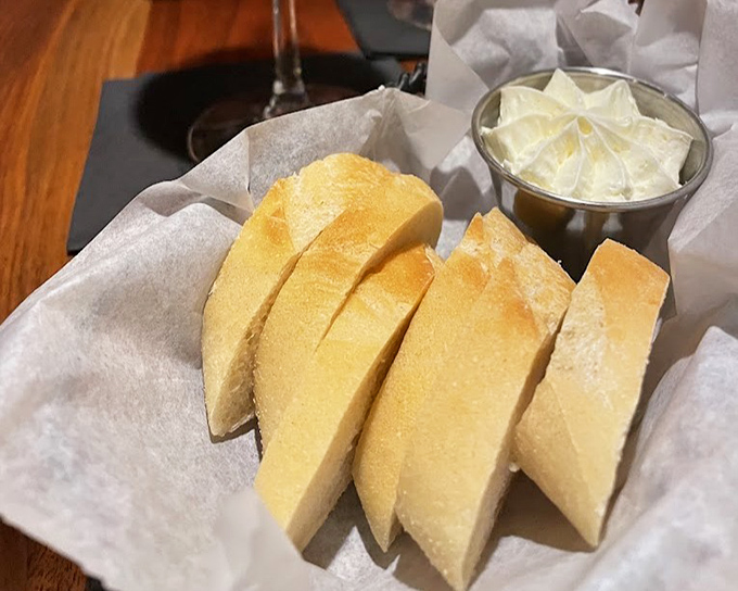 Fresh bread and creamy butter start every meal right, setting expectations high from the beginning.