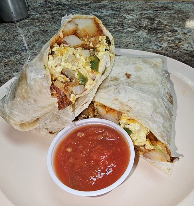 Breakfast burritos that solve the age-old dilemma of whether to use a fork or your hands. The answer? Start with dignity, finish with fingers.