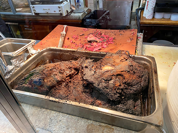 Behold the brisket in its natural habitat before transformation. This is what dedication to proper meat preparation looks like.