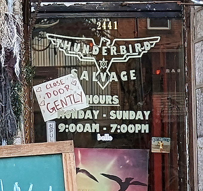 The storefront sign politely reminds you to "Close Door Gently"—as if the treasures inside might be startled by sudden movements.