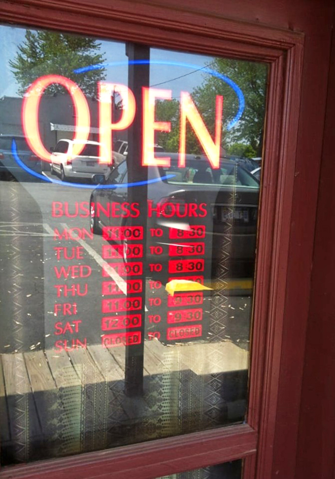 The hours posted clearly state when you can satisfy your Thai cravings&mdash;information worth its weight in pad Thai when you're planning your next visit.