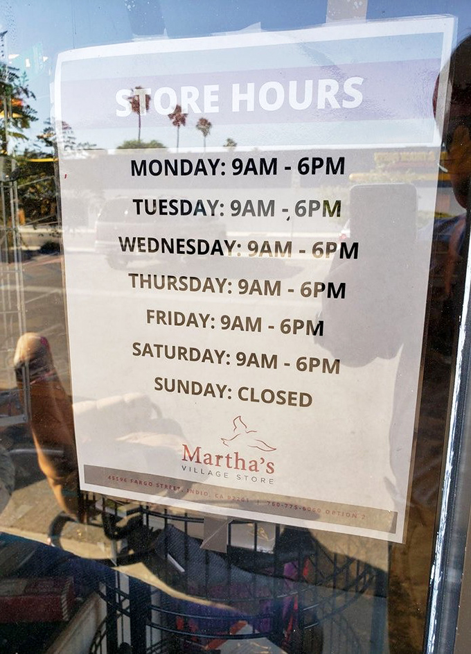 Store hours posted clearly because even treasure hunting needs proper scheduling and planning ahead.