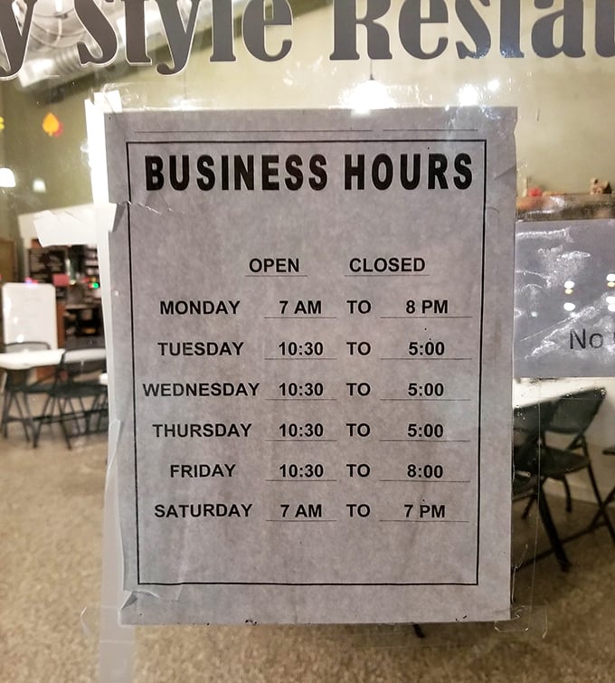 These business hours aren't just a schedule&mdash;they're the operating times of a time machine that transports you to an era when meals were events, not pit stops.