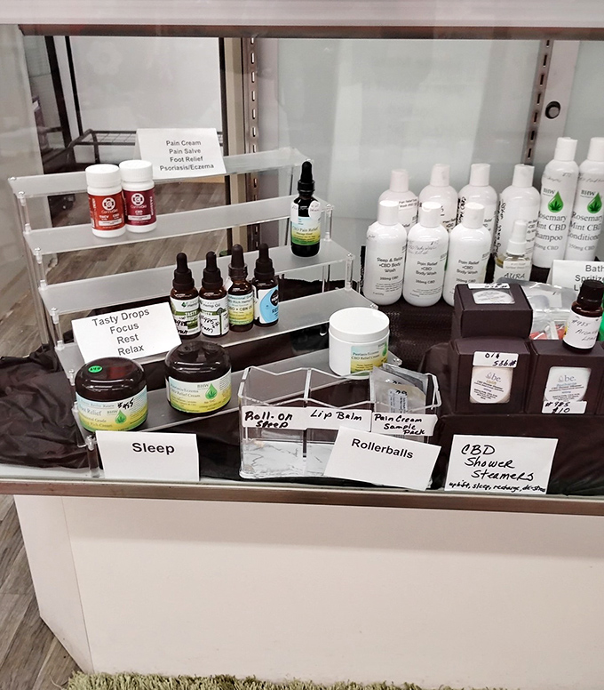 Wellness potions and CBD solutions for modern ailments. From sleep aids to pain relief, remedies lined up like soldiers in the battle against getting older.
