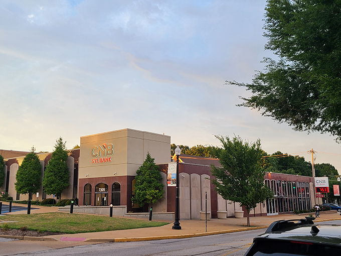 CNB St. Louis Bank's handsome building anchors a corner of Maplewood's business district, where local commerce thrives in an era of chain-store dominance.
