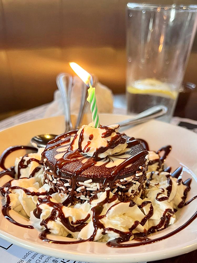 A birthday dessert that understands its role in the meal&mdash;the sweet finale to a symphony of savory. Chocolate and whipped cream: the encore we all need.