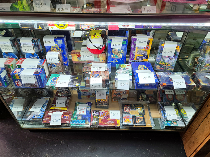 A glass case of childhood memories priced by the square inch. Baseball cards and collectibles that once came with bubble gum now come with investment potential.