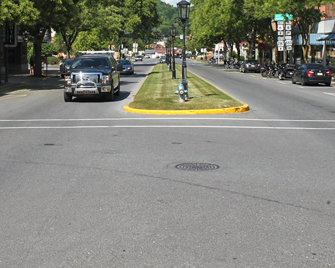 The boulevard design of Wellsboro's main thoroughfare creates a grand entrance to a town that punches well above its weight in charm.