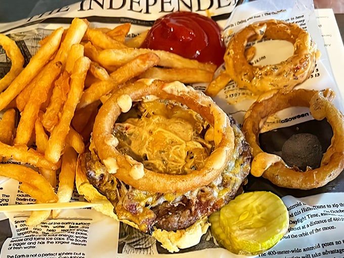 This towering cheeseburger surrounded by onion rings proves that sometimes bigger really is better in Pennsylvania dining.