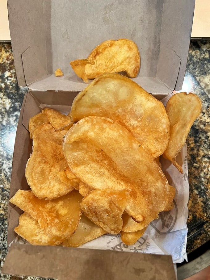 House-made chips that shatter with each bite&mdash;the perfect supporting actor to the chicken headliner, yet capable of stealing scenes on their own.