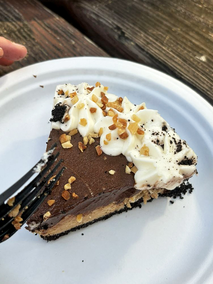 Chocolate peanut butter pie that could broker world peace if given the chance.