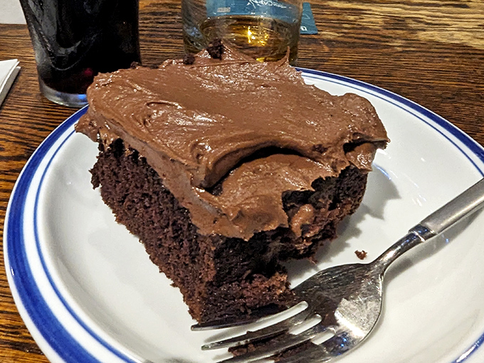 Chocolate cake so rich it probably has its own accountant and summer home in the Poconos.