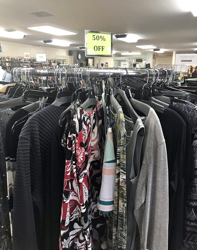 The 50% off rack&mdash;where good deals become legendary steals. Even bargains have bargains in this secondhand paradise.