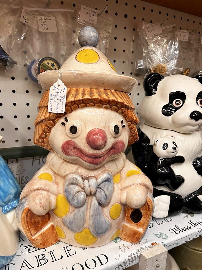 "I'm not creepy, I'm collectible!" This vintage clown cookie jar embodies the fine line between kitsch treasure and midnight nightmare fuel.