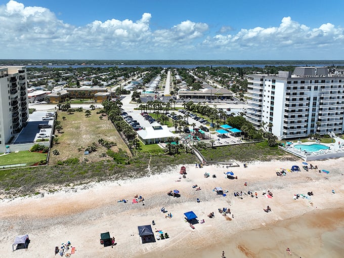 Beach day, Florida style&mdash;where personal space is plentiful and the only traffic jam is deciding which way to point your beach chair.