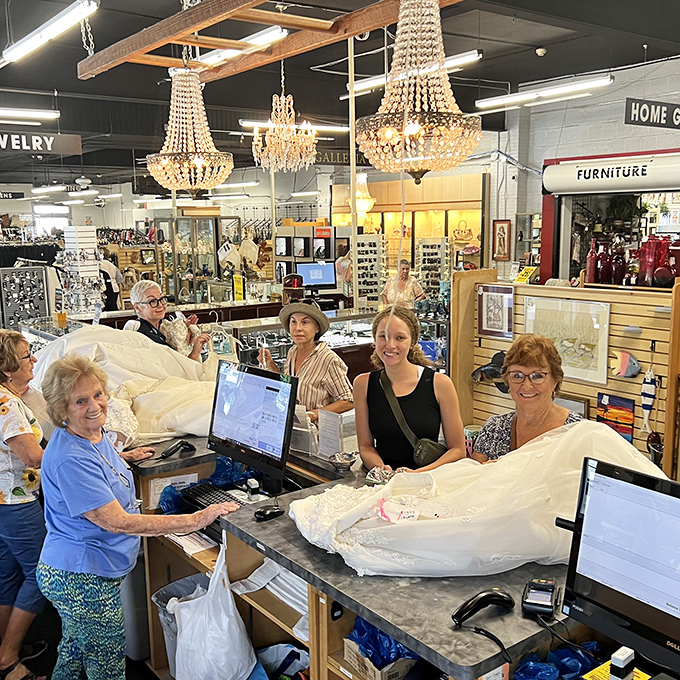 Where the magic happens! The checkout counter—staffed by friendly faces who've seen thousands of treasures find new homes and have stories to match.