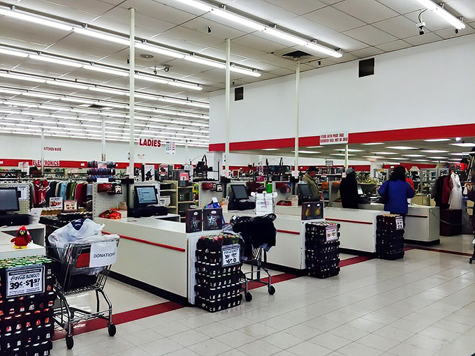 Checkout counters where thrifting victories are tallied. The finish line where your $40 trunk-filling triumph becomes official. 