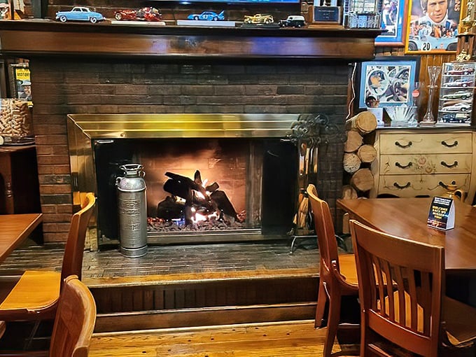 A fireplace that makes winter nights feel like you're tucked into a countryside inn, minus the transatlantic flight.