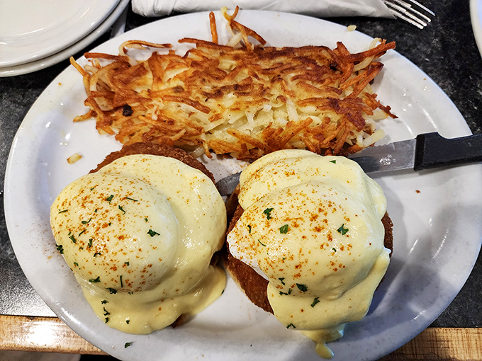 Hash browns that have achieved the perfect crisp-to-tender ratio&mdash;the breakfast equivalent of hitting the jackpot in a town built on much slimmer odds.