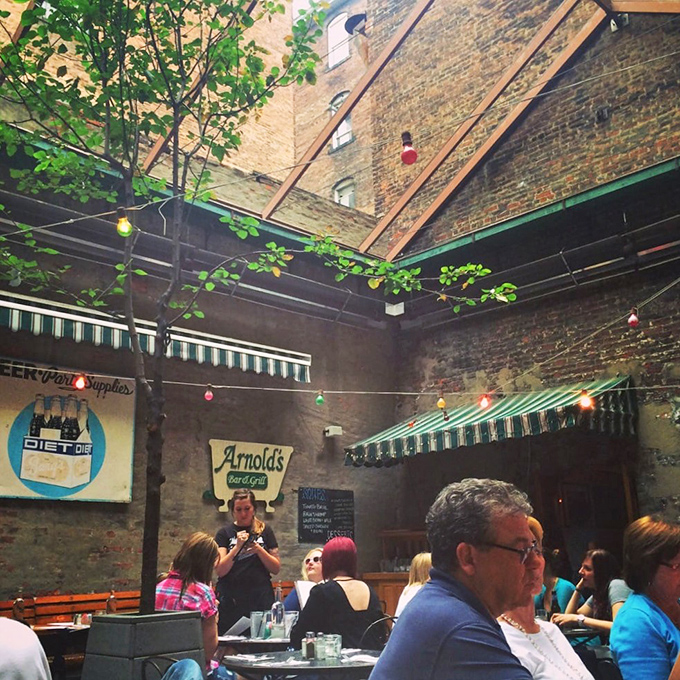 The courtyard dining area feels like Cincinnati's best-kept secret&mdash;until you realize everyone else has discovered it too. String lights and brick walls create magic.