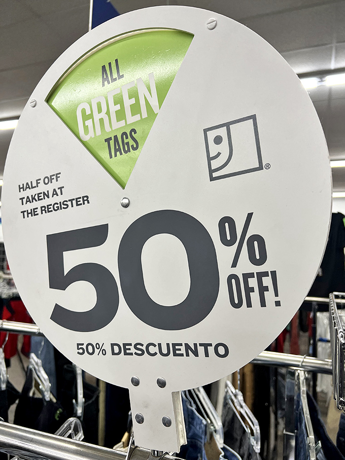 The magical green tag sale &ndash; where already affordable treasures become absolute steals at 50% off. Thrift shopping nirvana!