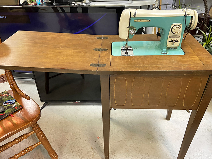 Not just a sewing machine&mdash;a time capsule of craftsmanship from when "homemade" was a badge of honor, not a Pinterest fail.