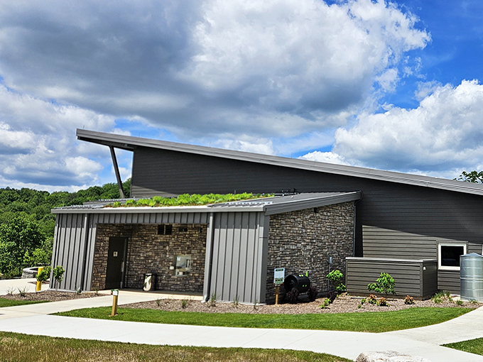 Modern meets natural: The Eco-Discovery Center's distinctive architecture serves as gateway to understanding Salt Fork's environmental wonders.