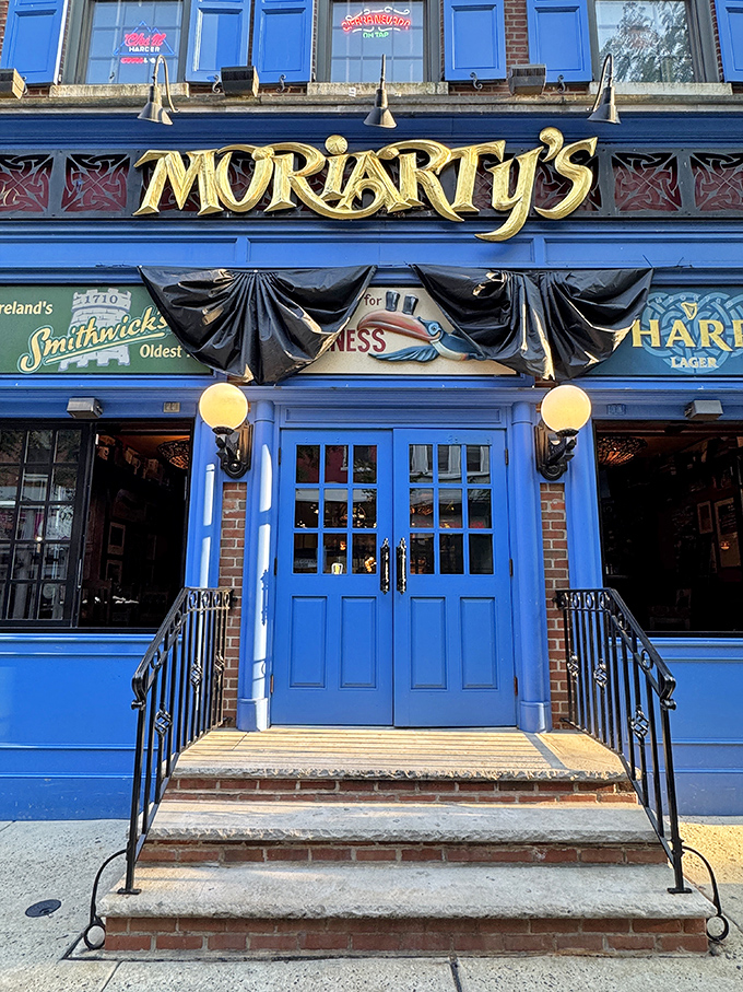 The entrance promises what awaits inside&mdash;a warm welcome and memorable meal. Those blue doors might as well be portals to flavor country.