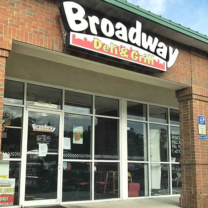 The entrance to Broadway Deli & Grill&mdash;where Jacksonville locals have been starting their day with exceptional breakfasts for years.