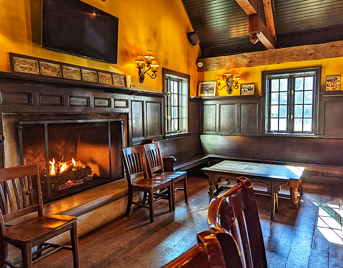 When Pennsylvania winter hits, this fireplace becomes the most valuable real estate in Chester County. Nothing pairs with a proper pint like crackling flames.