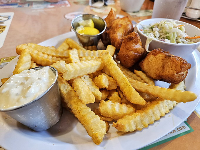 Crinkle-cut fries and golden fish&mdash;comfort food that doesn't need a fancy explanation, just a healthy appetite and plenty of tartar sauce.