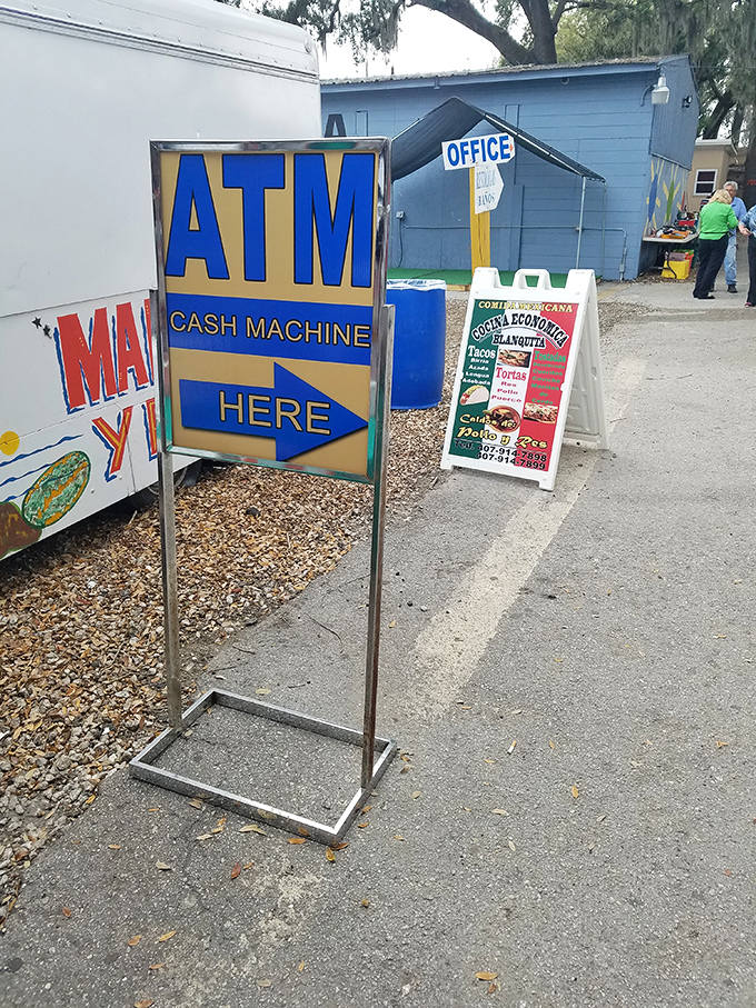 The market's navigation system includes ATMs and food guides, because treasure hunting requires both cash and sustenance to do it properly.