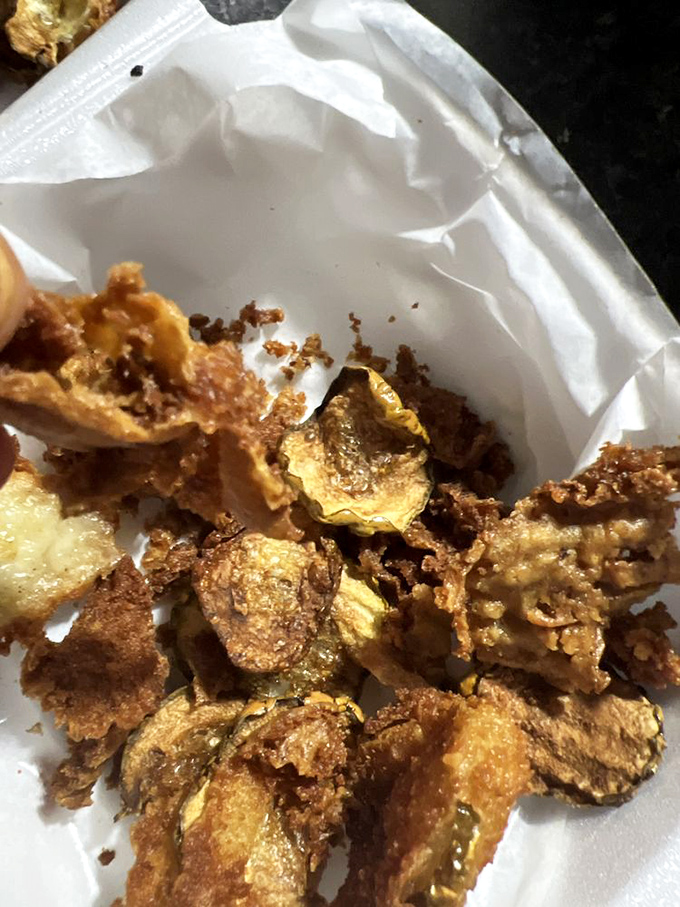 Fried pickle chips&mdash;the unexpected hero of bar snacks&mdash;where briny meets crispy in perfect, beer-complementing harmony.