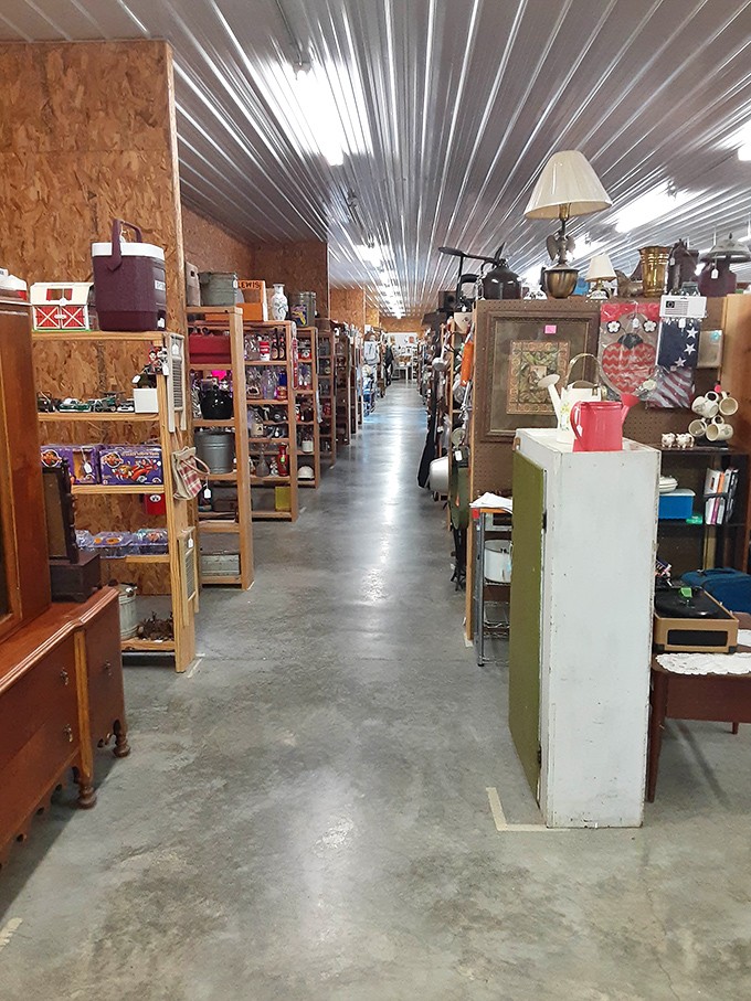 Aisles that seem to whisper "just a little further" as you explore. The concrete floors have been worn smooth by thousands of hopeful treasure hunters.