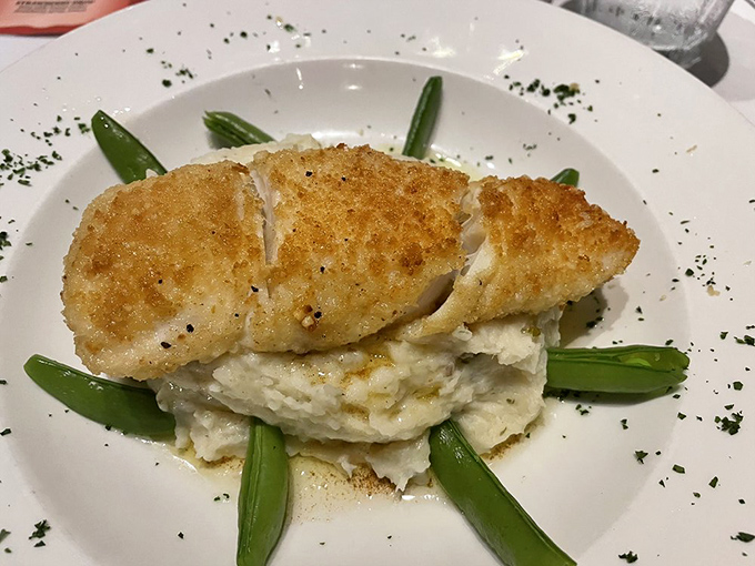 Hazelnut-crusted halibut perched on mashed potatoes&mdash;proof that sometimes the sea offers treasures as magnificent as the land.