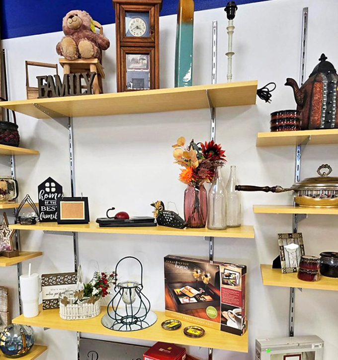Home d&eacute;cor that spans decades and design trends. That teddy bear has seen things, and that clock has counted hours in someone else's life.