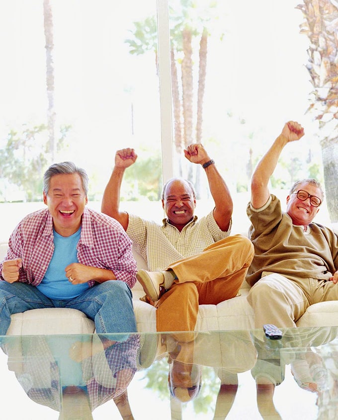 This is what financial freedom looks like. Three friends celebrating the joy of retirement in a community where Social Security actually covers the bills.
